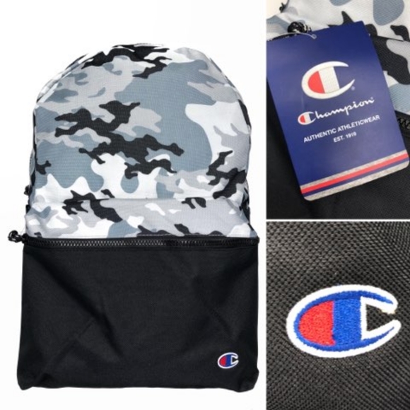 Champion | Bags | Brand New Champion Greyblack Camouflage Backpack For ...
